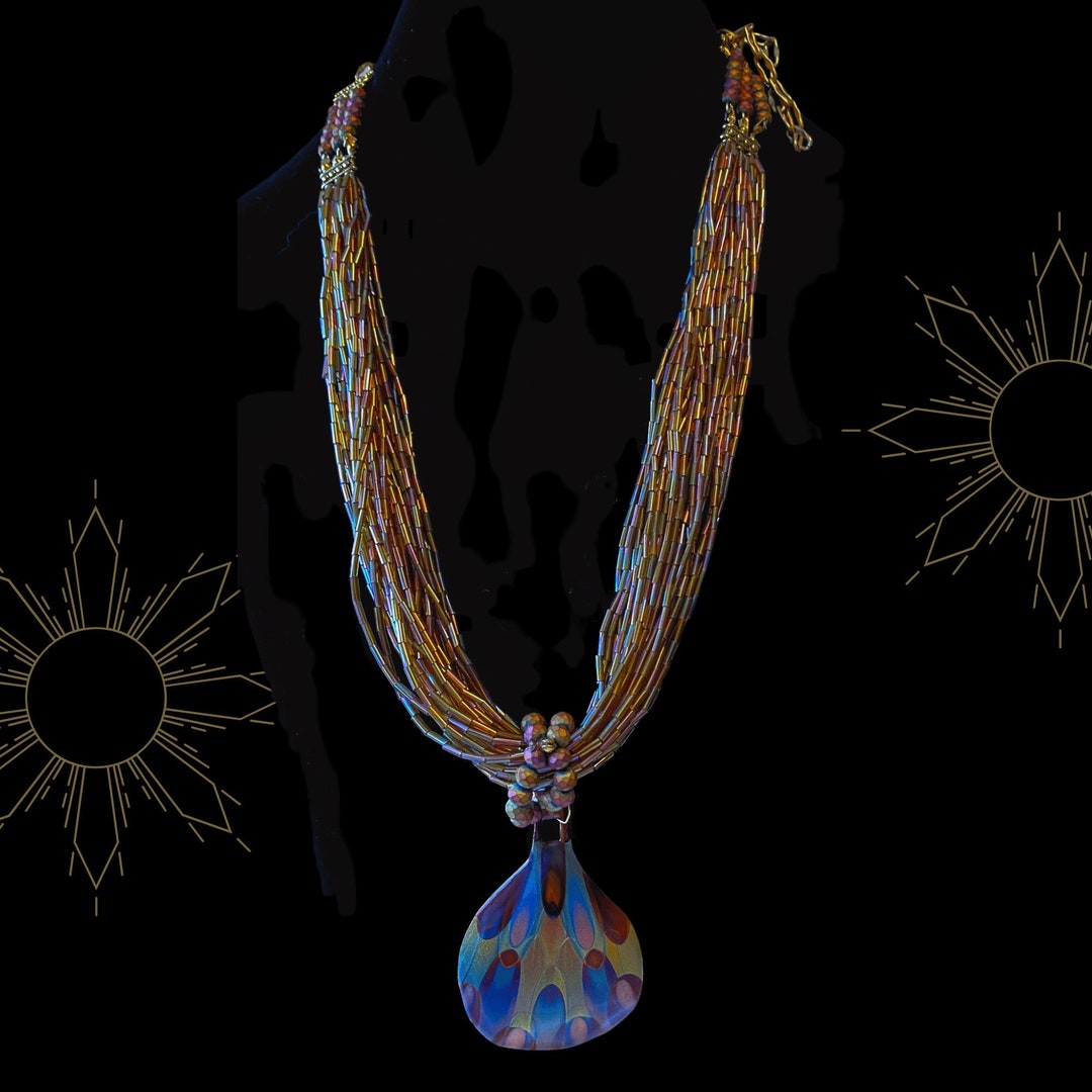 Elegant Rose Gold Multi Strand Bugle Bead Necklace - Etsy