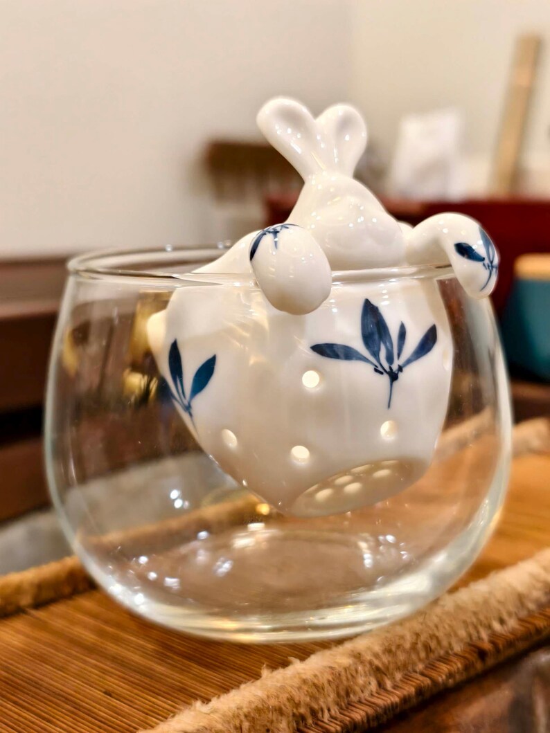 Hand Painted Bunny Tea Strainer, Ceramic Tea Filter, Orchid Tea ...