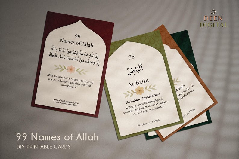 99 Names of Allah Flashcards – Asma Ul Husna Printable Digital Download ...