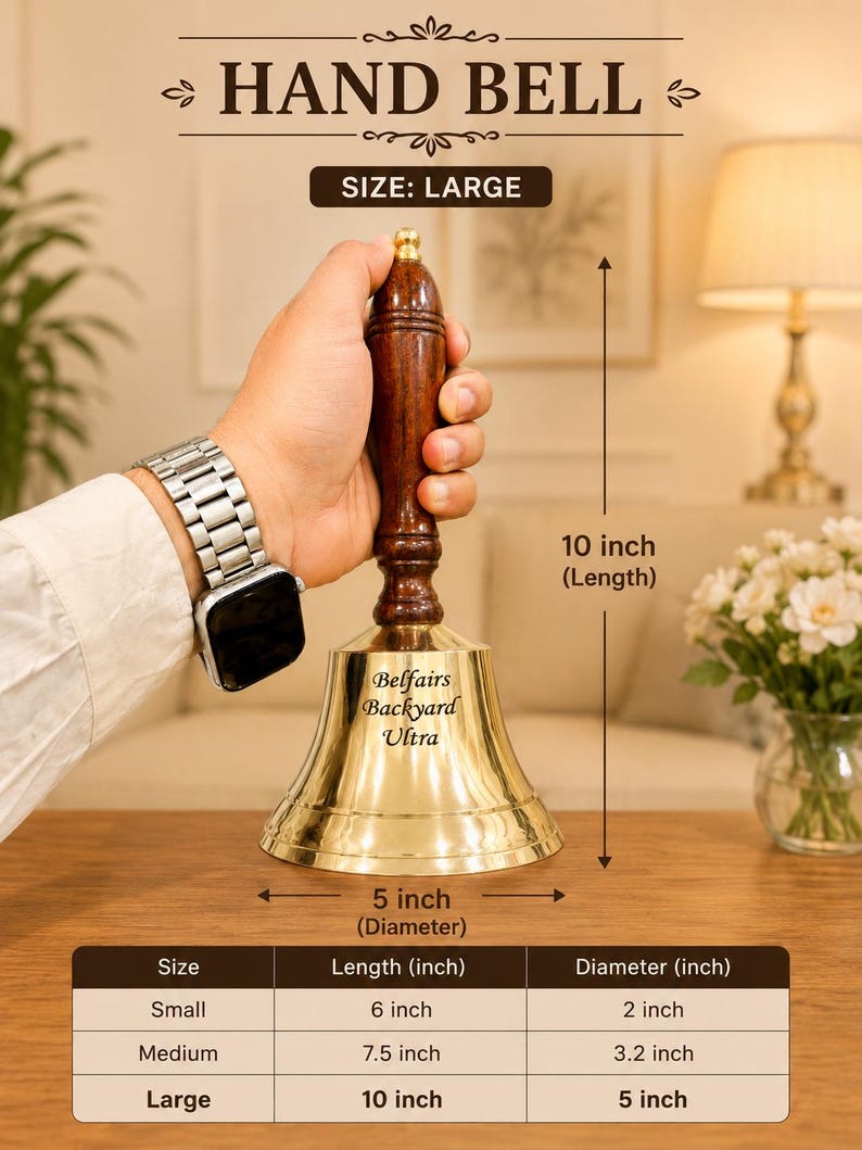 Custom Brass Call Bell With Engraved Wood Handle | Teacher Call Bell ...
