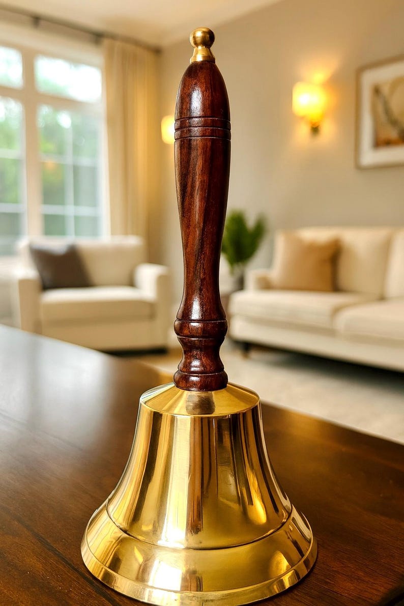 Custom Brass Call Bell With Engraved Wood Handle | Teacher Call Bell ...