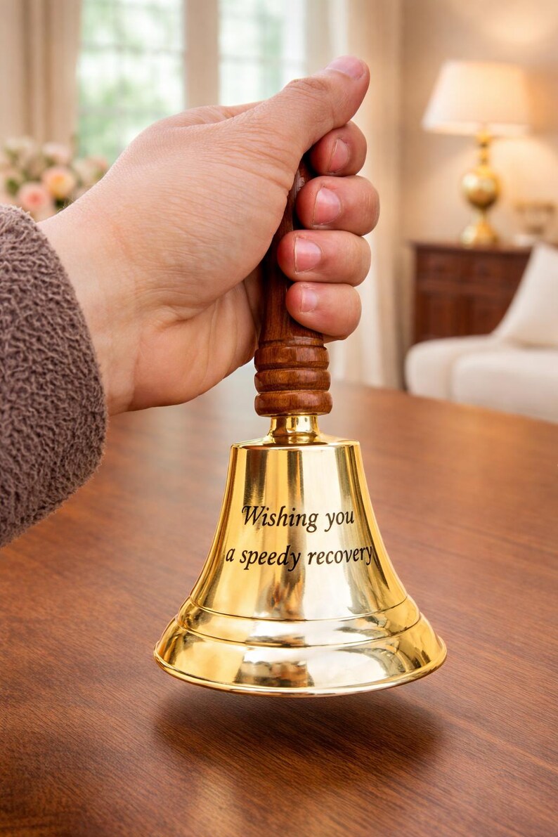 Custom Brass Call Bell With Engraved Wood Handle | Teacher Call Bell ...