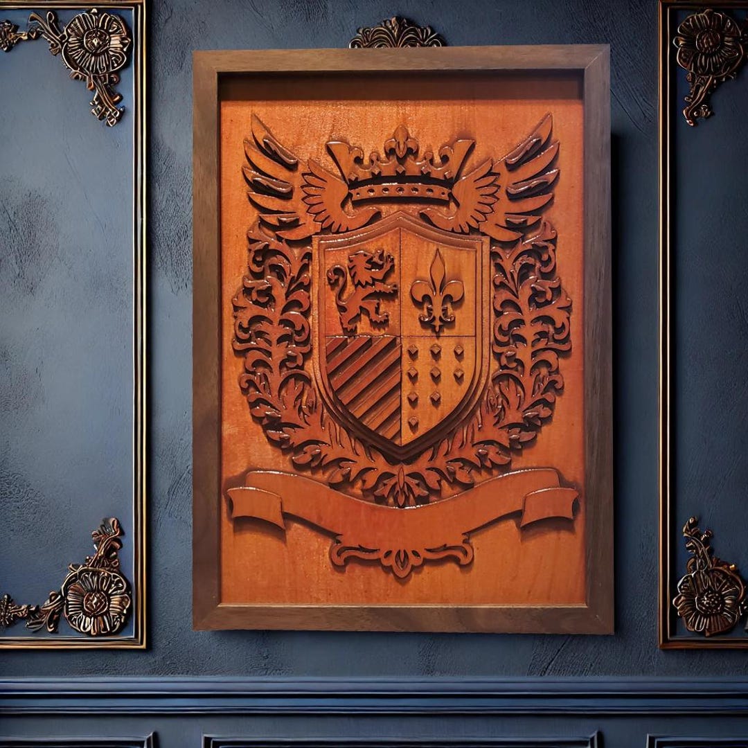 Custom Family Coat of Arms Wood Plaque: Personalized Heraldry Crest ...