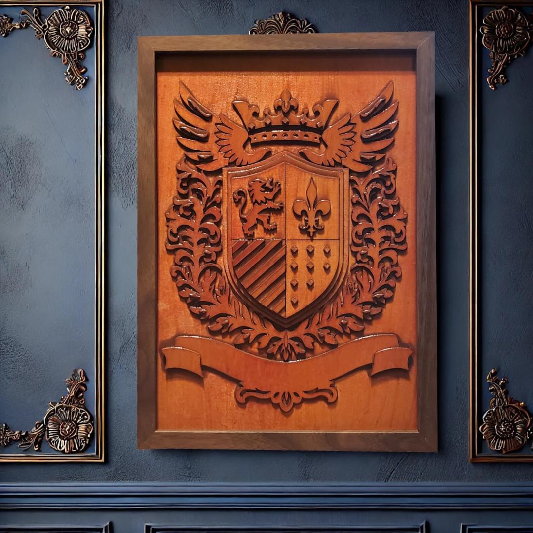 Custom Family Coat of Arms Wall Art , Personalized Wooden Heraldry ...