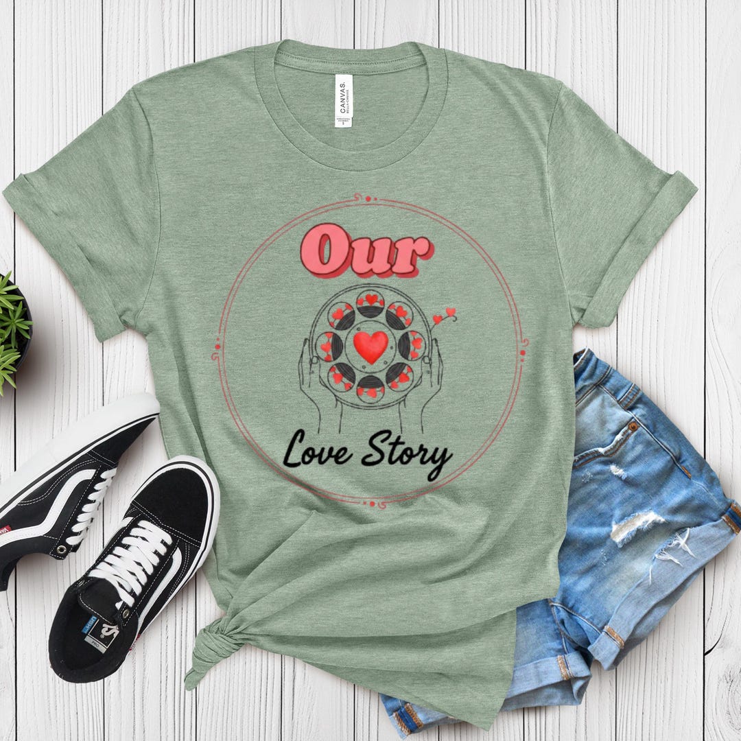 Our Love Story T-shirt, Custom Retro Viewfinder Heart Shirt, Cinematic ...