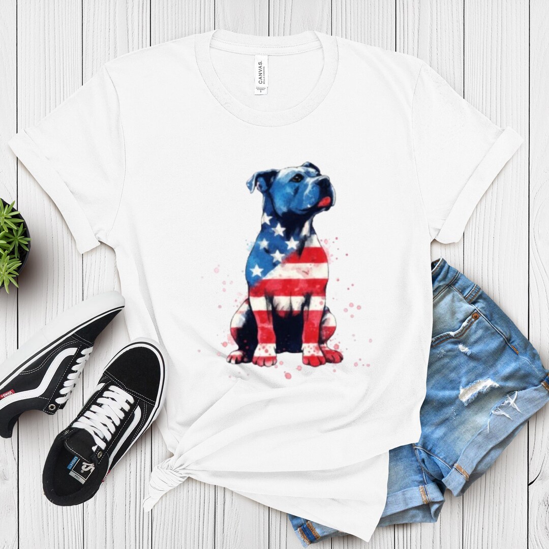 Watercolor Patriotic Pitbull PNG | Distressed American Flag Dog Pittie ...