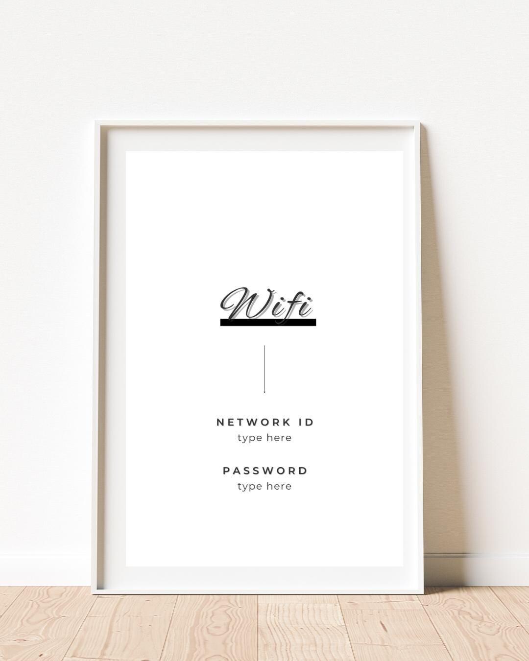 Guest Wi Fi Password Sign Printable Modern Minimal Wall Art Instant ...