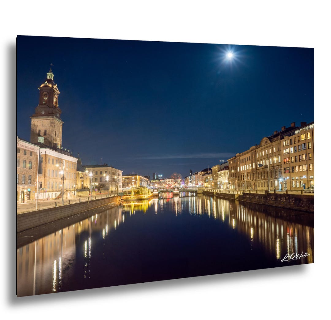 Gothenburg Christmas Lights Night Photo, Sweden Cityscape Print ...