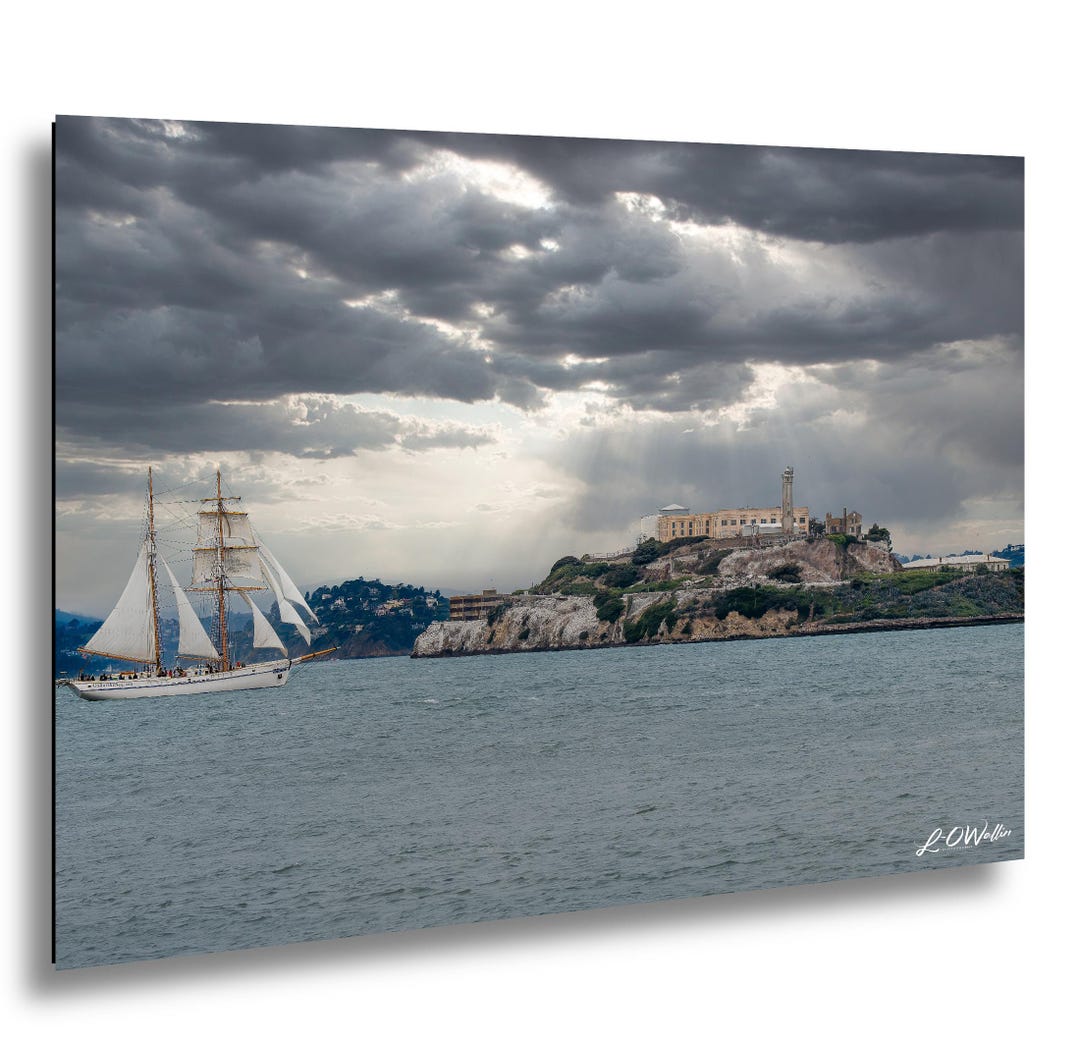 Sailing Ship Near Alcatraz Island Photo, San Francisco Bay Tall Ship ...