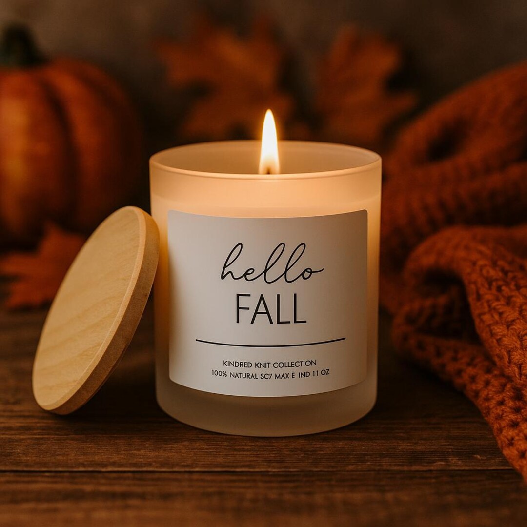 Cozy Fall Candle, 11oz Frosted Glass Candle, Hello Fall Candle, Autumn ...