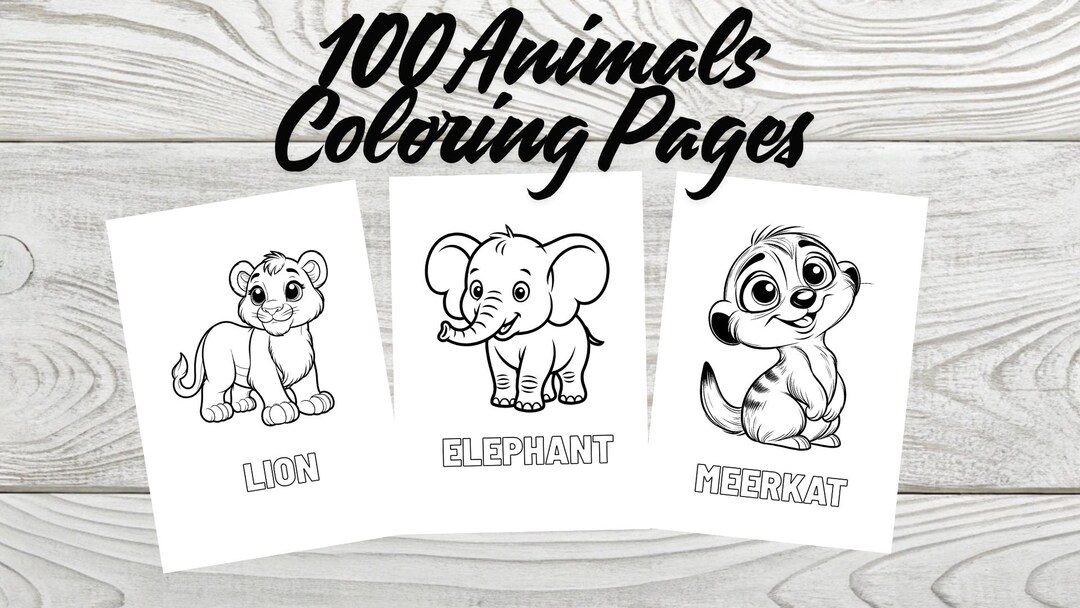 100 Animals Coloring Pages - Etsy