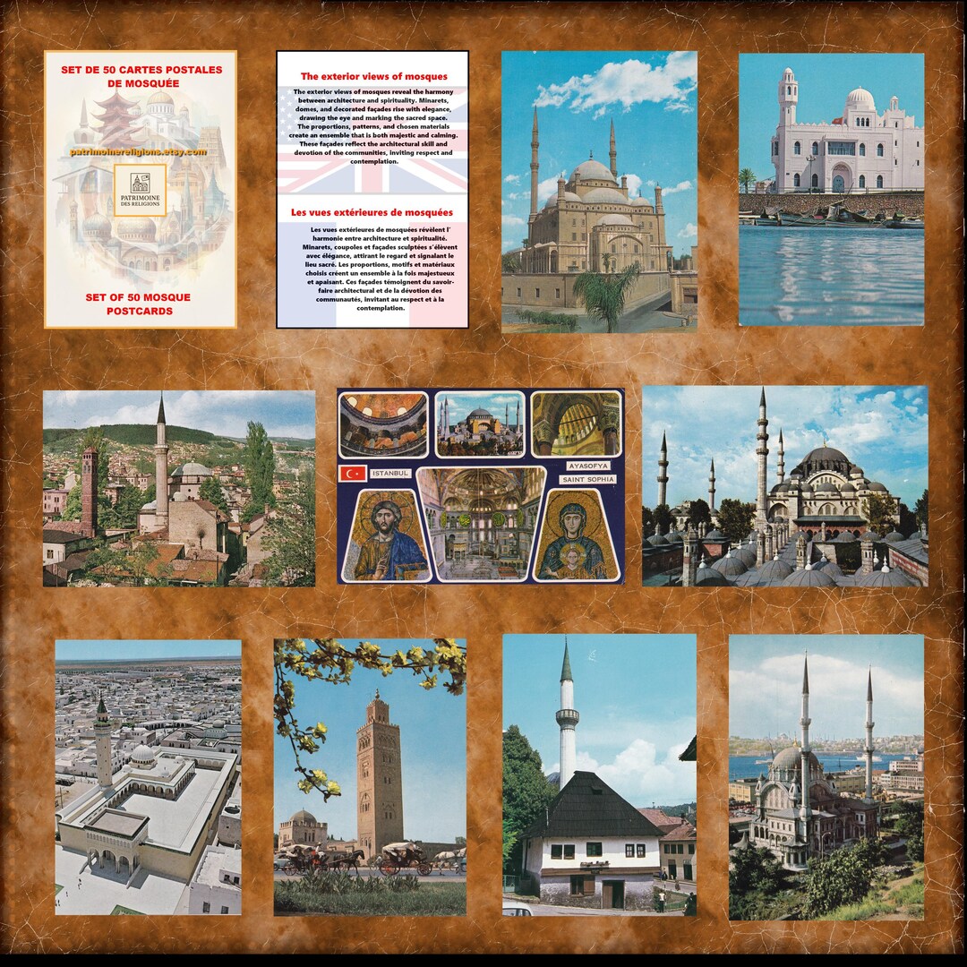 Mosques, Exterior Views. Set of 50 Digital Postcards of Islamic ...