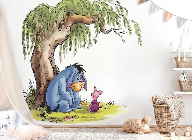 Eeyore & Piglet Wall Decal – Tree Scene Nursery Wall Sticker for Baby ...