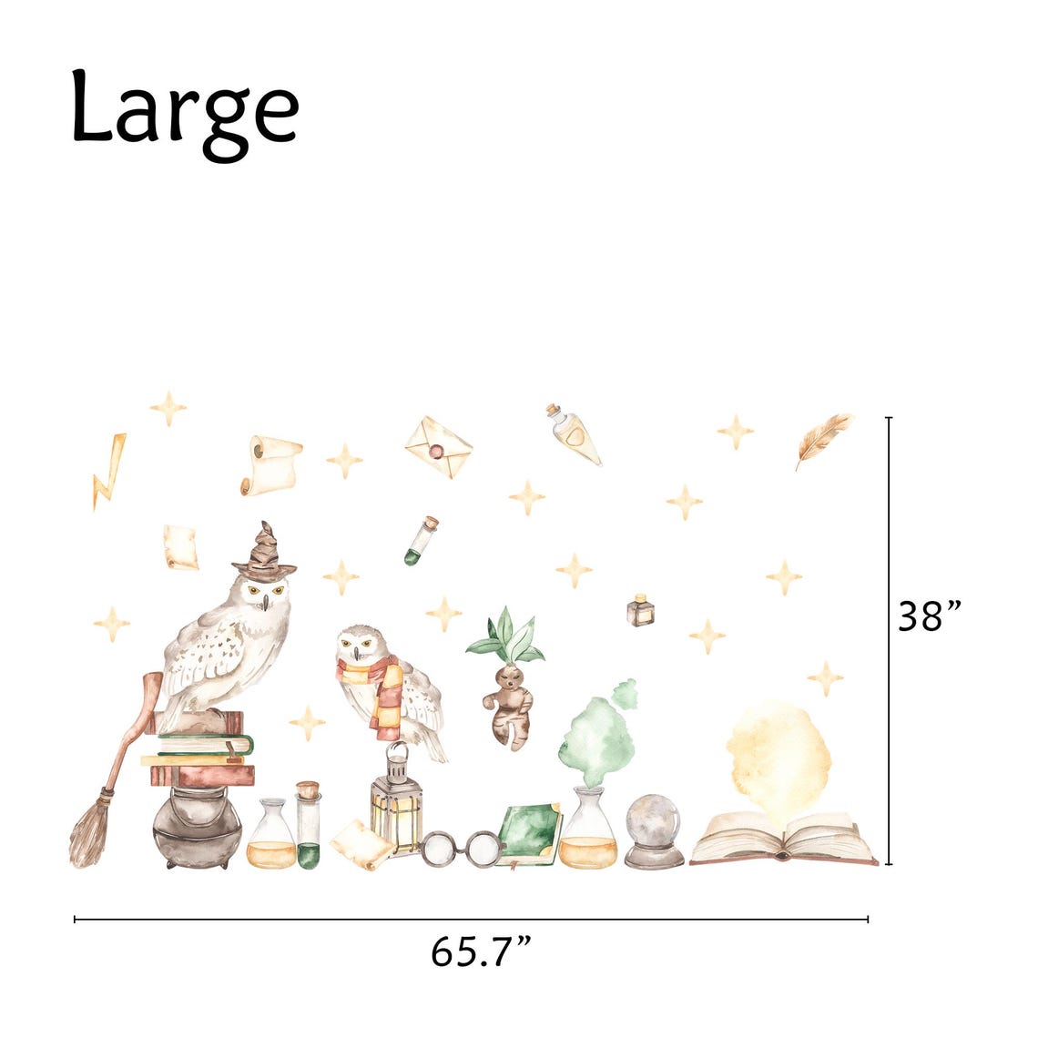 Magic School Wall Decal – Watercolor Owl Potion Stickers for Kids Room ...