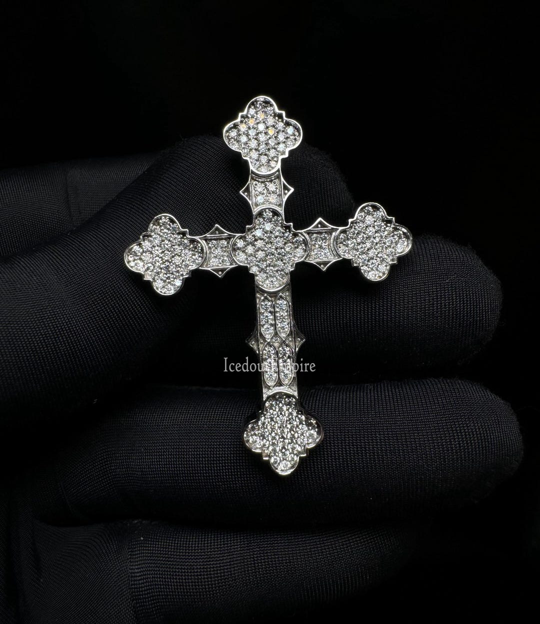 Iced Out Moissanite Cross Pendant, 925 Sterling Silver, Gothic Hip Hop ...