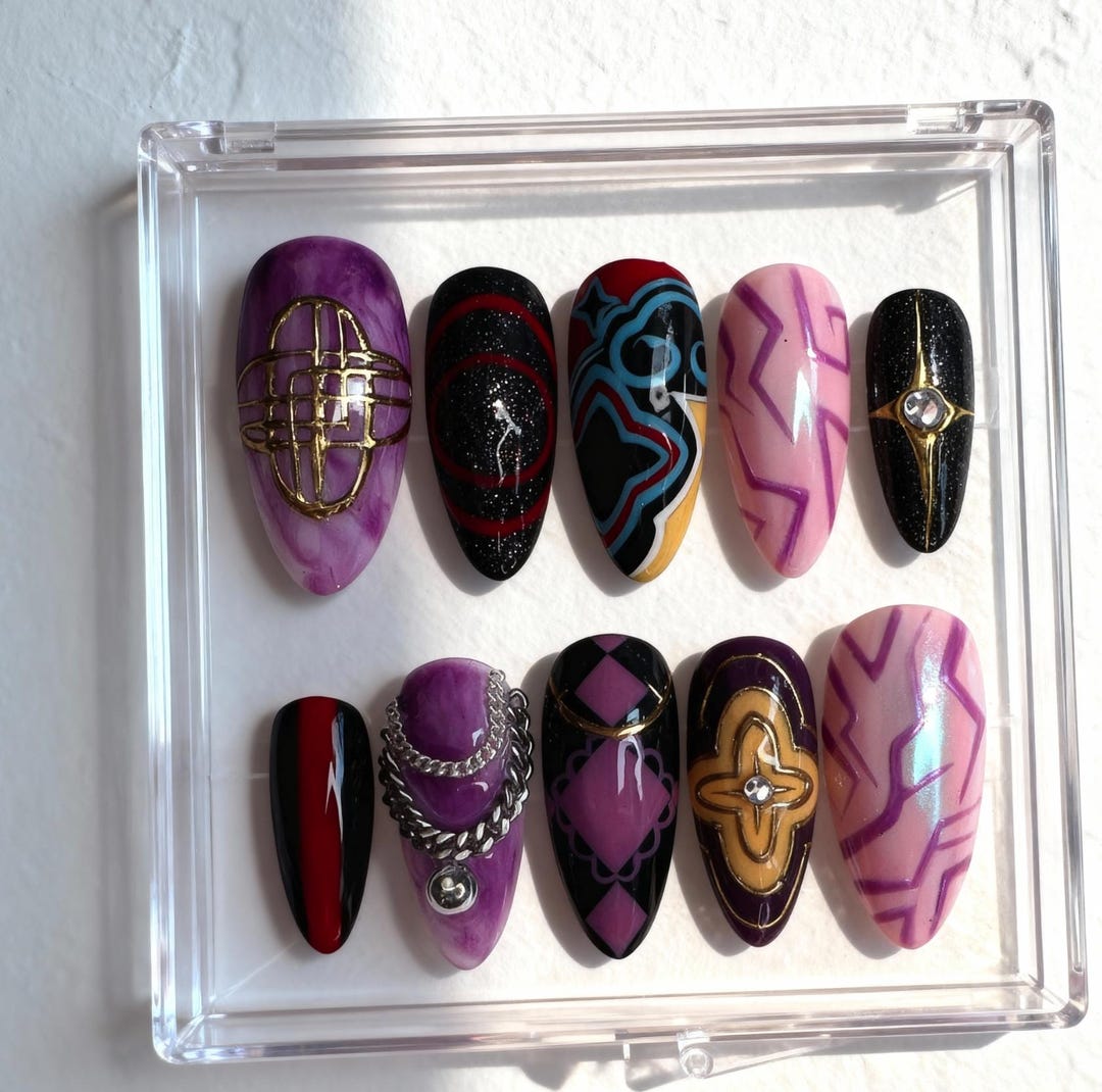 Runi K-pop Demon Hunter Nails | Dark Fantasy Press on Nails | K-pop ...
