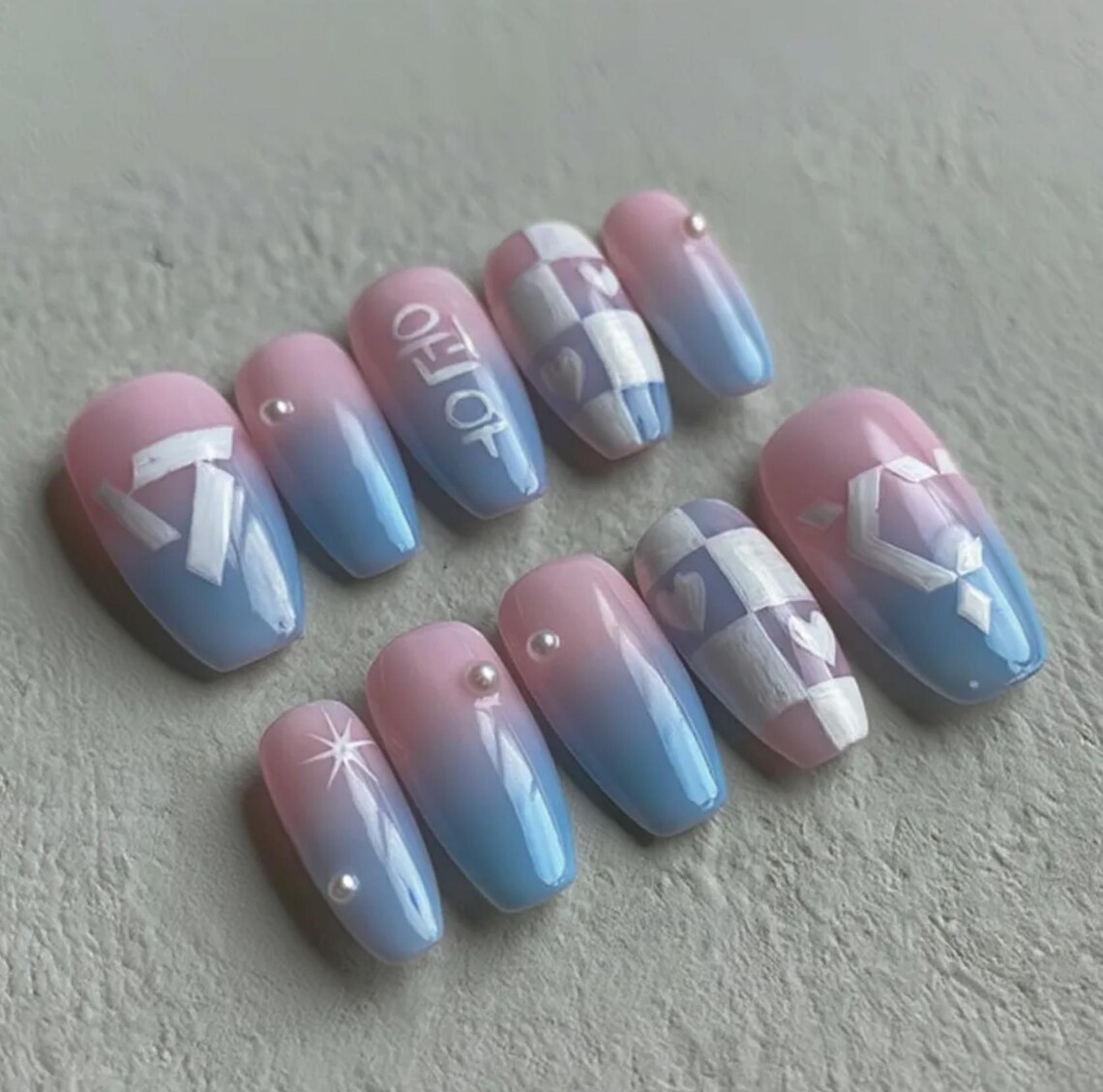 Seventeen K-pop Press on Nails | Pastel Carat Nails | SVT Logo & Korean ...