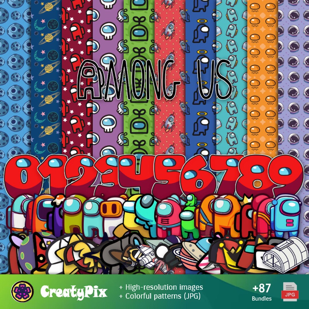 Among Us Digital Paper Pack – Printable Scrapbook Patterns, Kit for ...