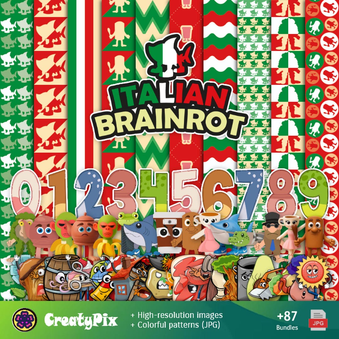 Brainrot Digital Papers – Trendy Italian Scrapbook Kit for Crafts, DIY ...