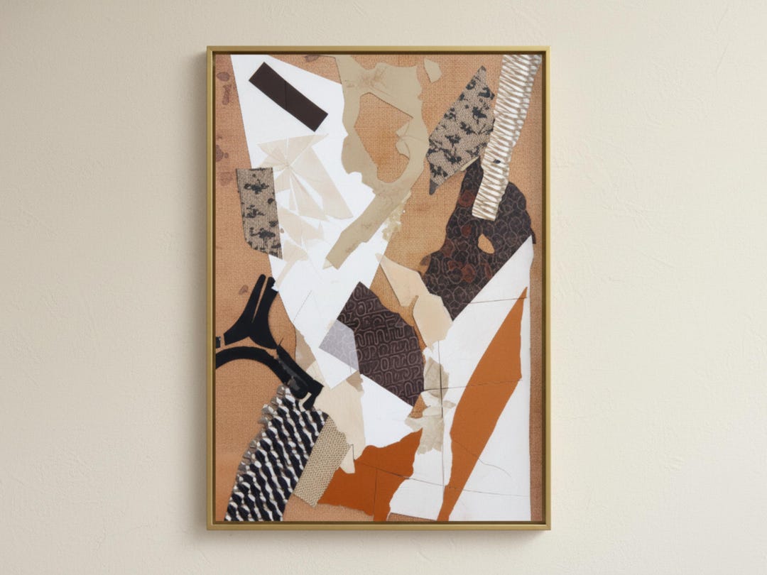 Abstract Collage Poster — Terra Cotta & Ivory Wall Art (digital ...