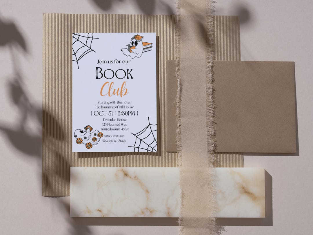 Halloween Book Club Invite | Digital Download | Editable Canva Template ...