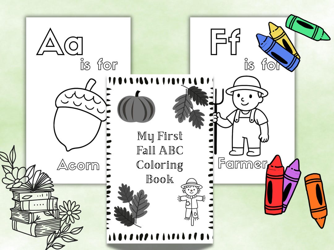Fall ABC Coloring Book Printable - Etsy