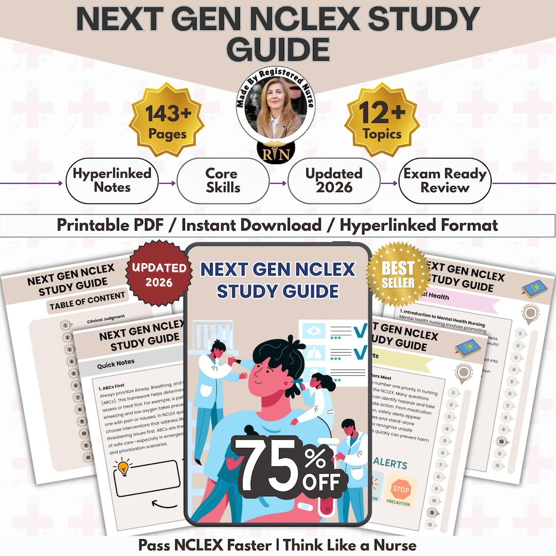 Next Gen Nclex Study Guide | NCLEX RN Prep Bundle | Nursing School ...