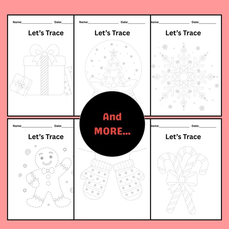Christmas Worksheets Tracing Lines 20 Pages ADHD Calming Activity Fine ...