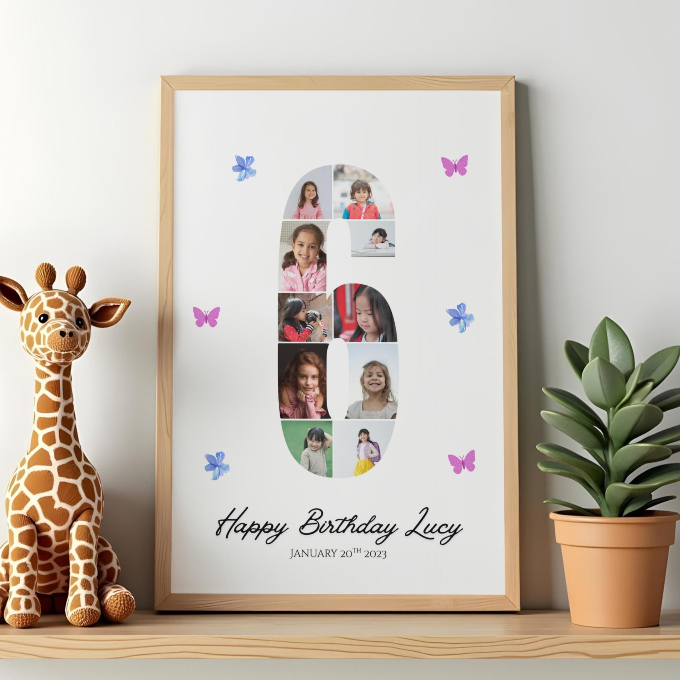 6th Birthday Photo Collage Canva Template - Number 6 Poster Download - Etsy