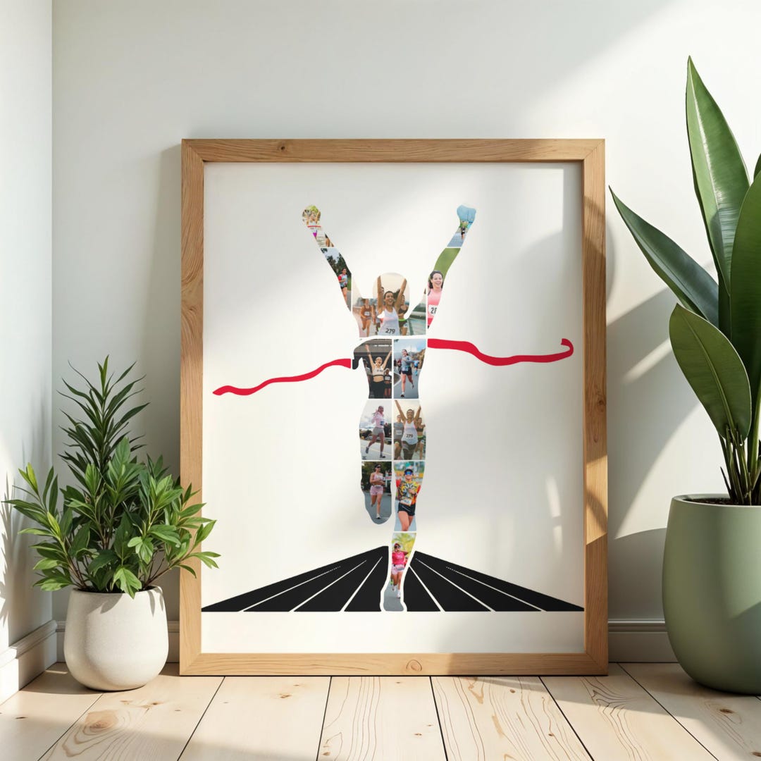 Custom Runner Photo Collage, Marathon Wall Art, Sprinter Montage ...