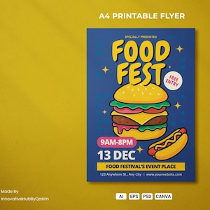 Food Festival Flyer Template | Printable Event Invitation | Editable ...