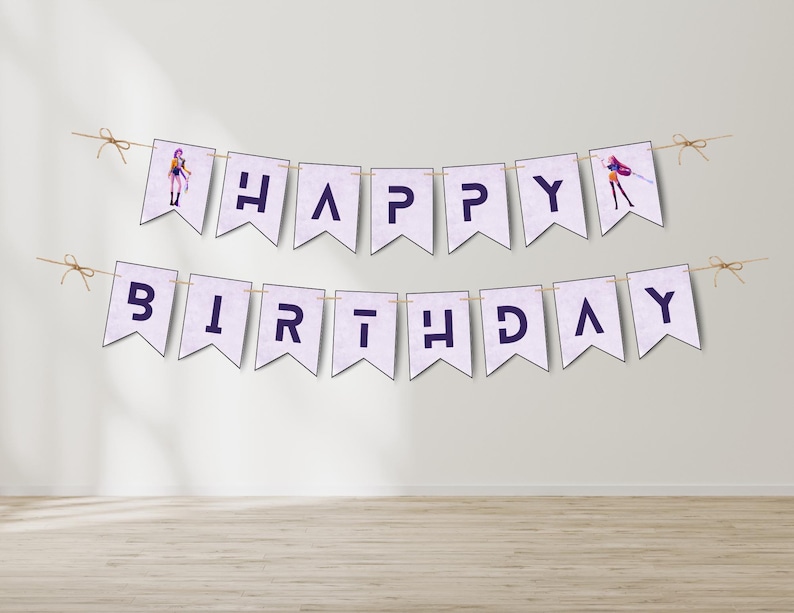 K-pop Demon Hunters Birthday Banner | Editable Party Decoration ...