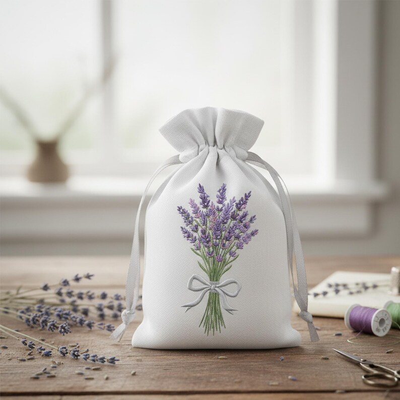 Lavender Bouquet Embroidery Design – Floral Machine File (DST, EXP, PES ...