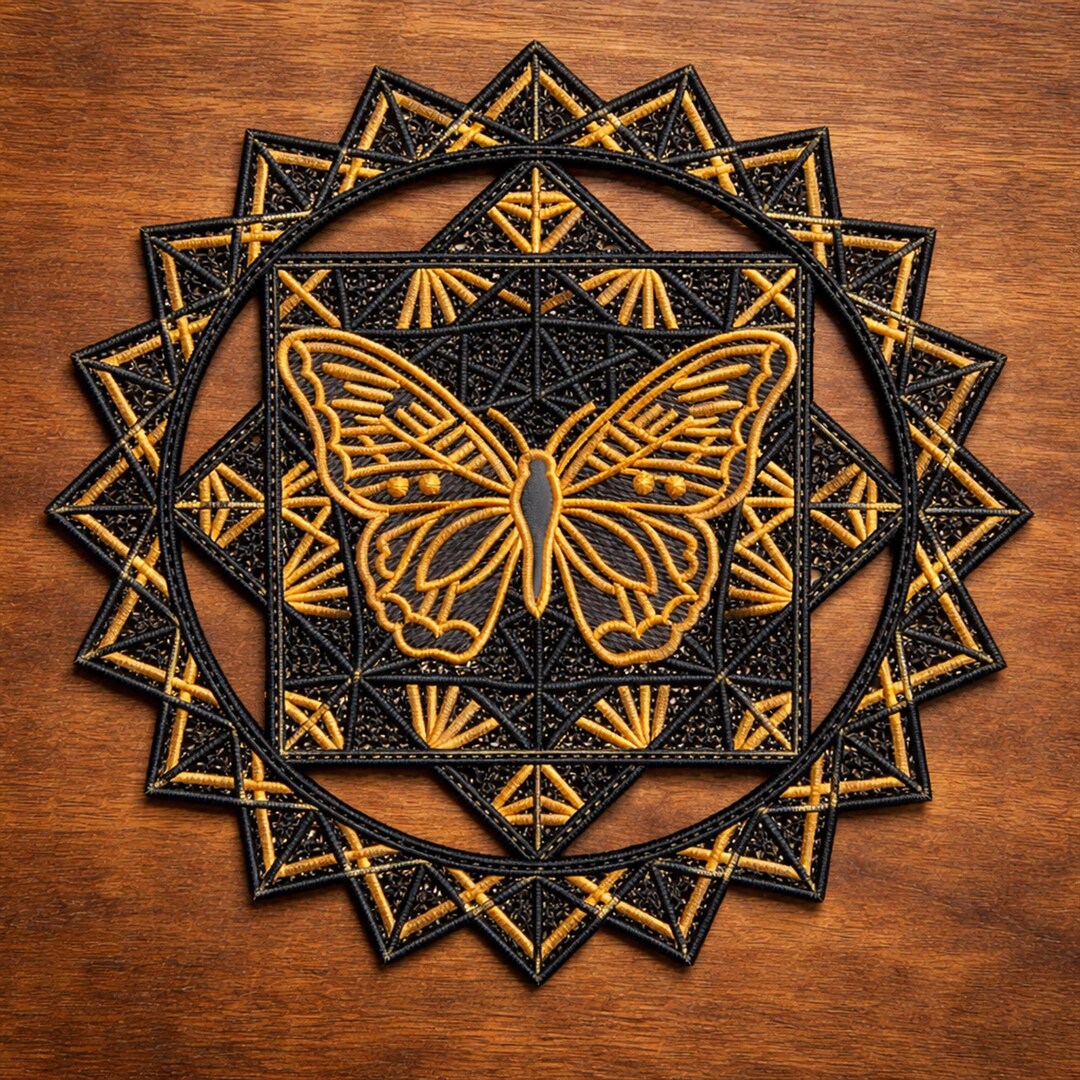 FSL Butterfly Mandala Lace Embroidery Design – Doily Coaster Ornament ...