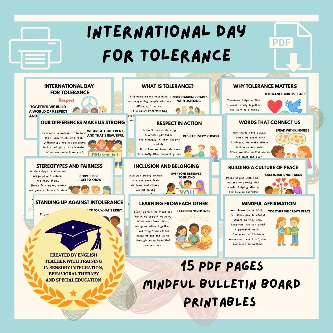 Tolerance Bulletin Board Posters | Classroom Decor (15 Pages PDF) - Etsy