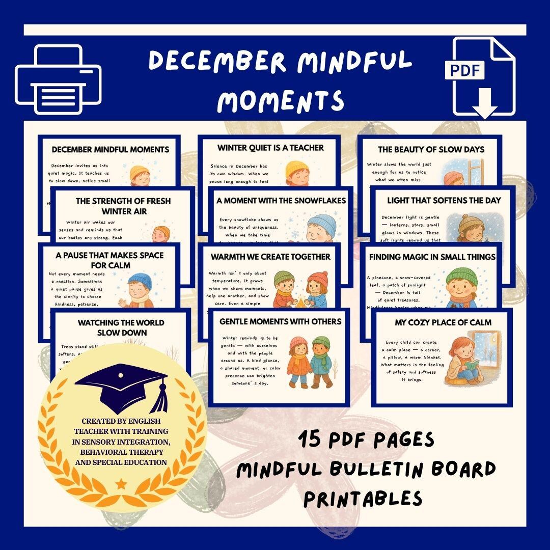 Winter Mindfulness Bulletin Board | Classroom Decor Printable (PDF) - Etsy