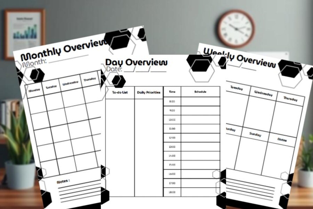Simple B/W Printable Daily Planner - Etsy