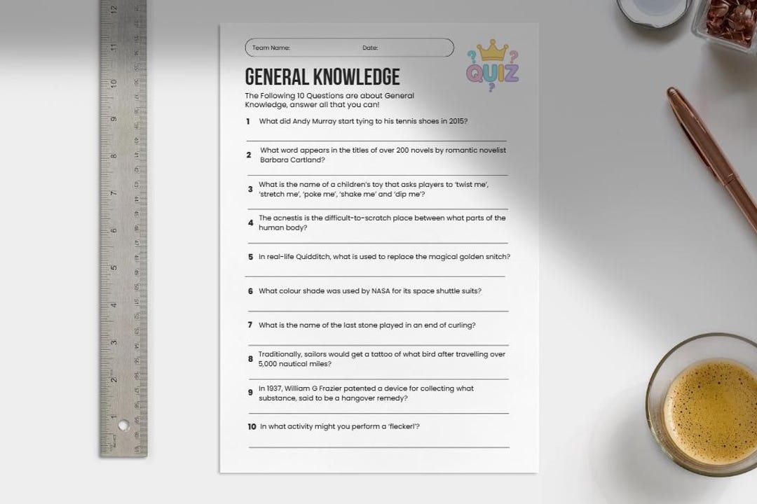 Printable Trivia Quiz: General Knowledge, Science, History and ...