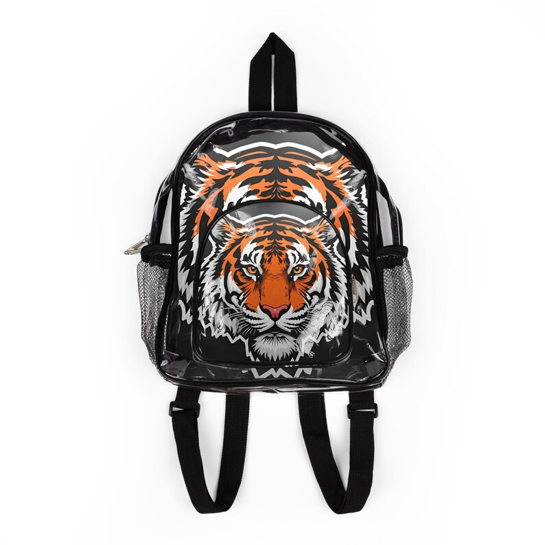 Tiger Print Clear Stadium Backpack, Sporty Bag for Game Days, Travel ...
