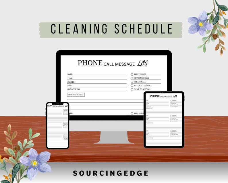 Phone Call Message Log Printable Canva Template A4 US Letter Office ...