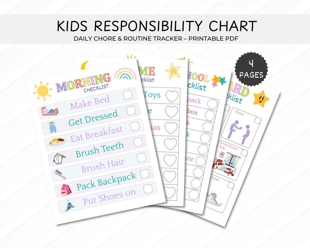 Kids Routine Chart Bundle Printable | Visual Morning Bedtime After ...