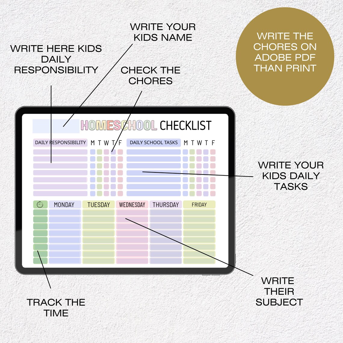 Editable Homeschool Checklist Template, Printable Homeschool Daily ...