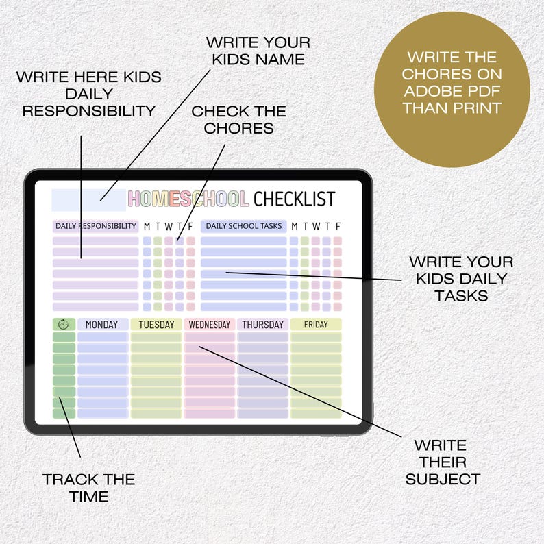 Editable Homeschool Checklist Template, Printable Homeschool Daily ...