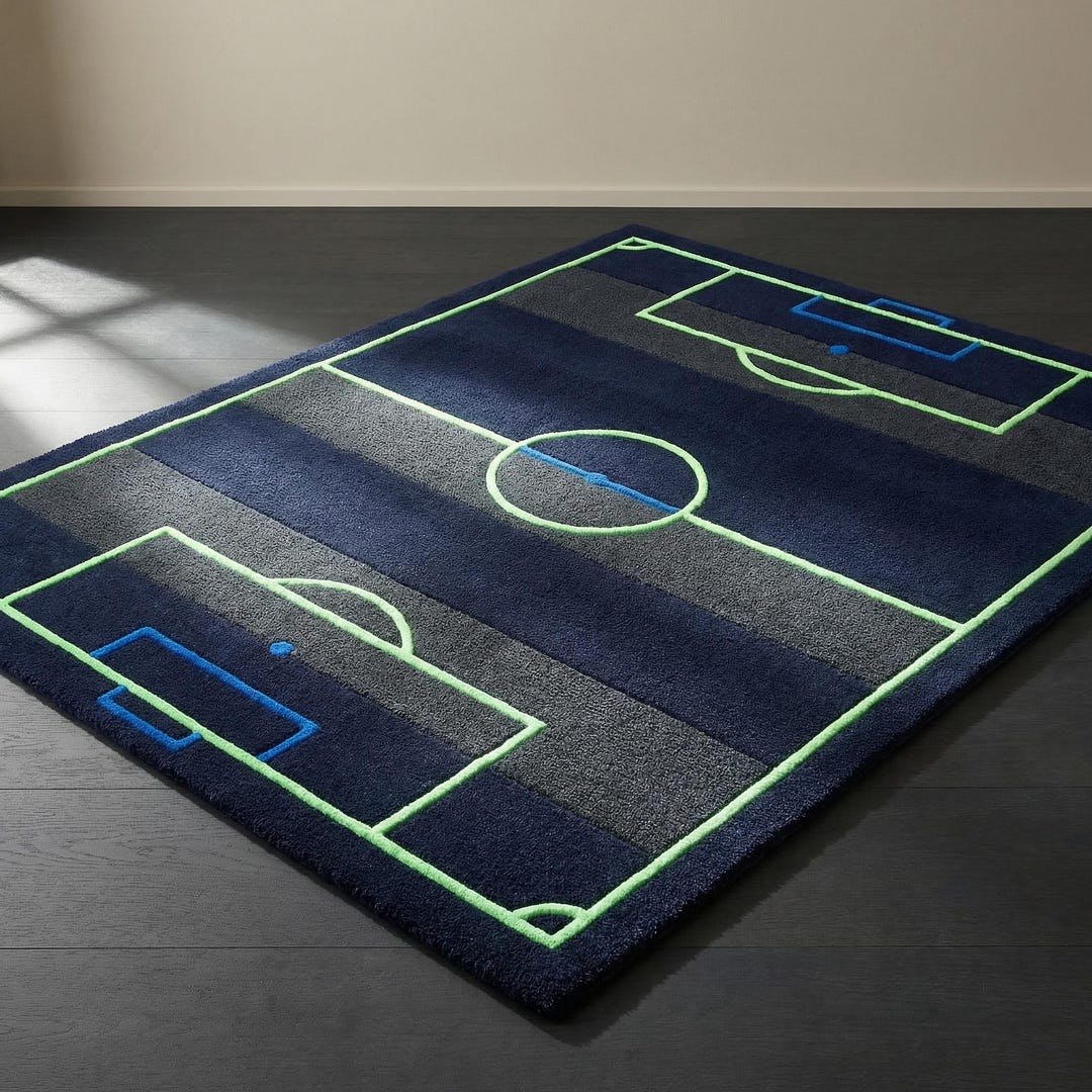 Hand-tufted Wool Soccer Field Rug, Sports Theme Decor - Etsy