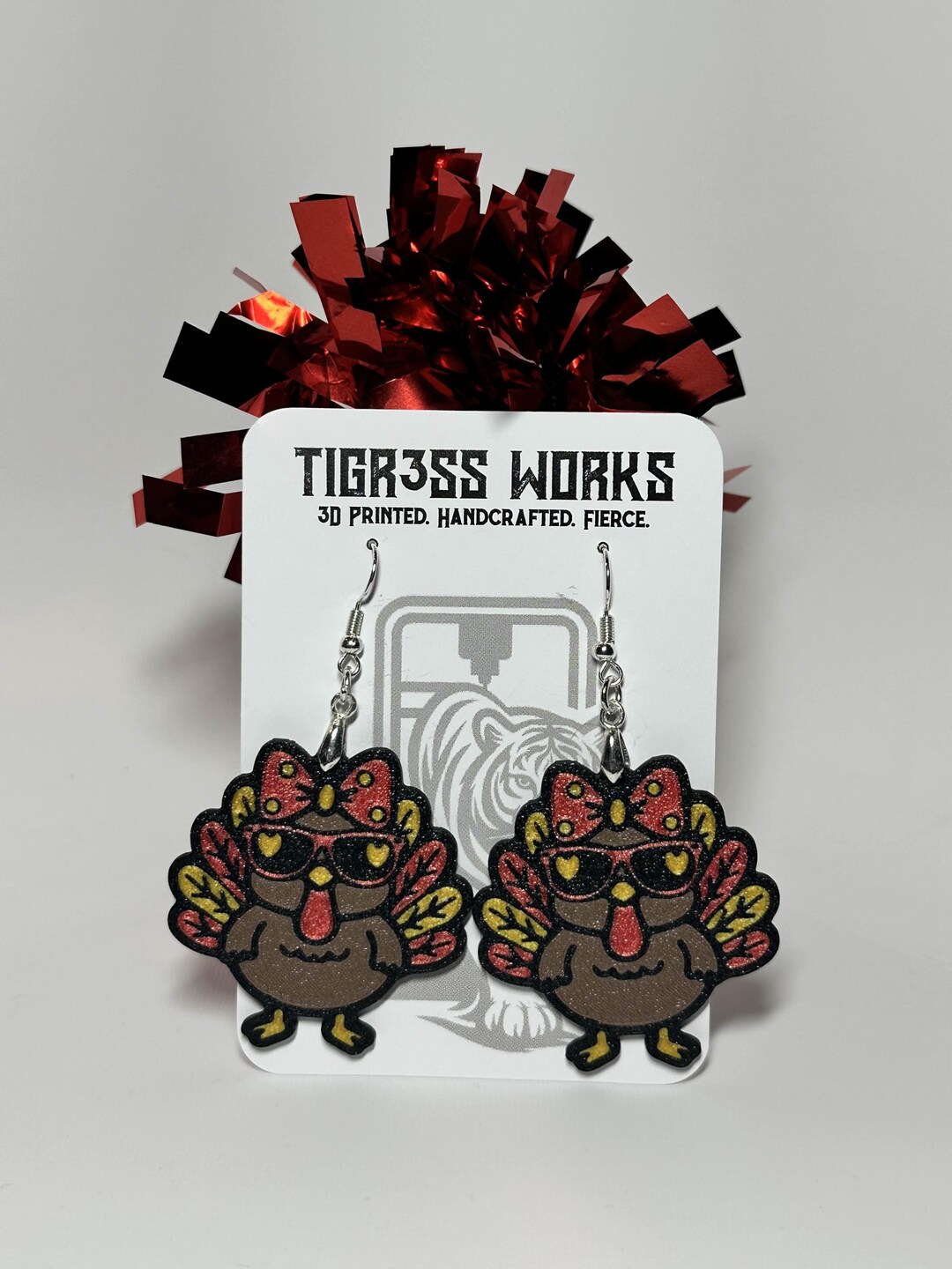 Turkey Dangle Earrings: 3D Printed Thanksgiving Jewelry - Etsy
