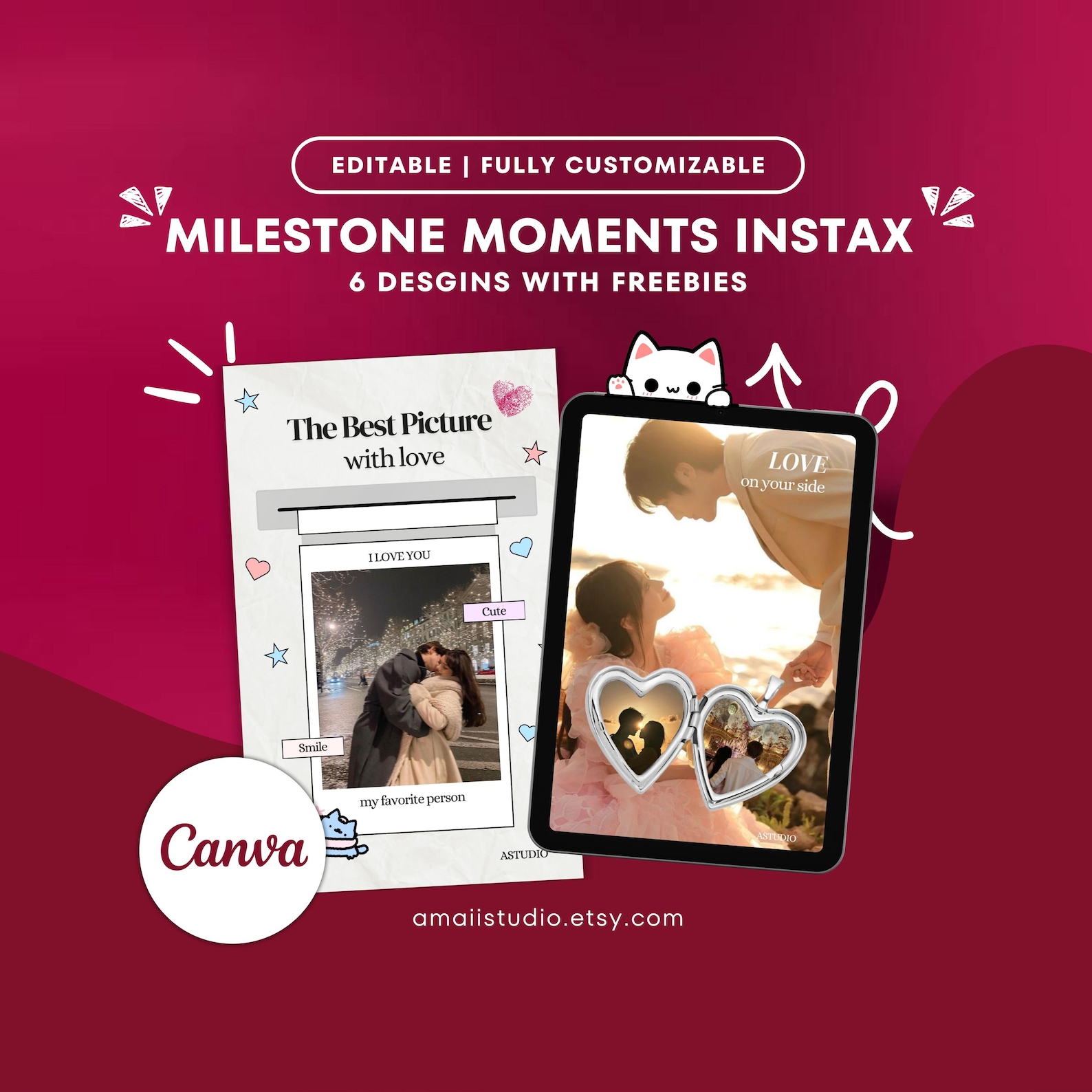Instax Style Milestone Card Canva Templates Editable Printable Memory ...