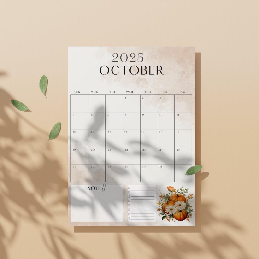 October 2025 Printable Calendar A4 | Portrait & Landscape | Instant ...