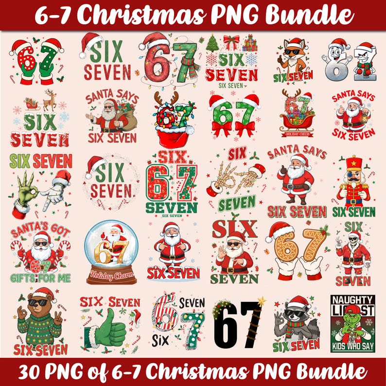 Funny Christmas Meme SIX Seven SVG Bundle, Cricut, Png, Svg ...