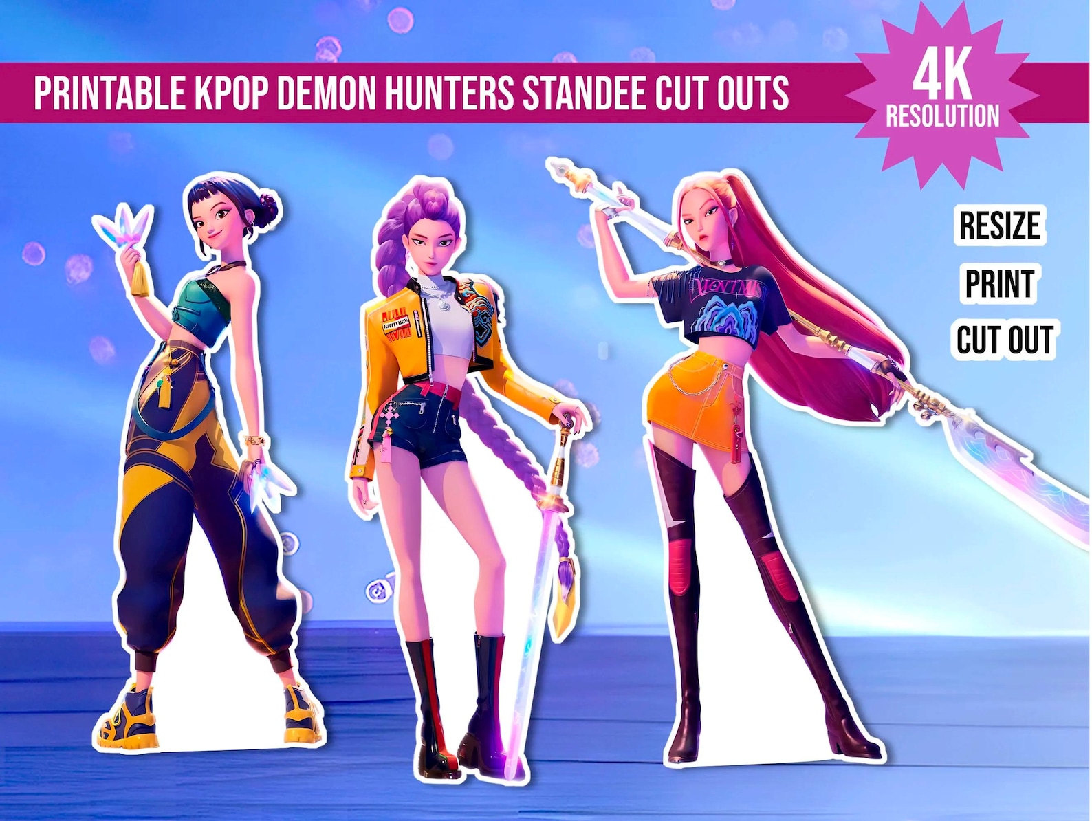 Printable Kpop Demon Hunter Standee Cut Outs, Prop Huntrix DIY Party ...