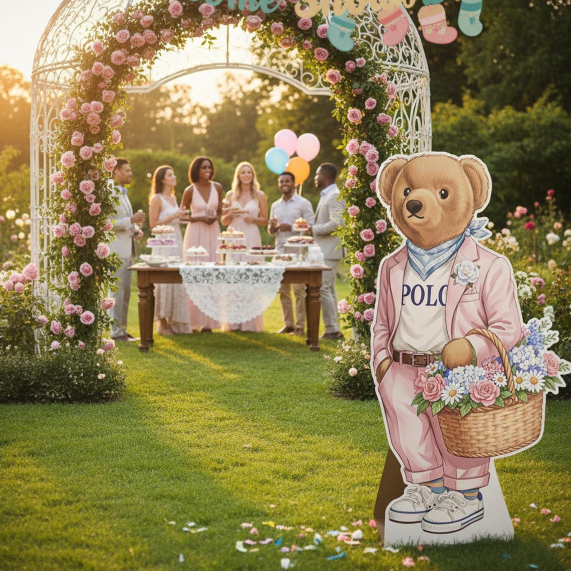 Printable Pink Big Bear Cutout Standee in 2 Sizes, Preppy Teddy Bear ...